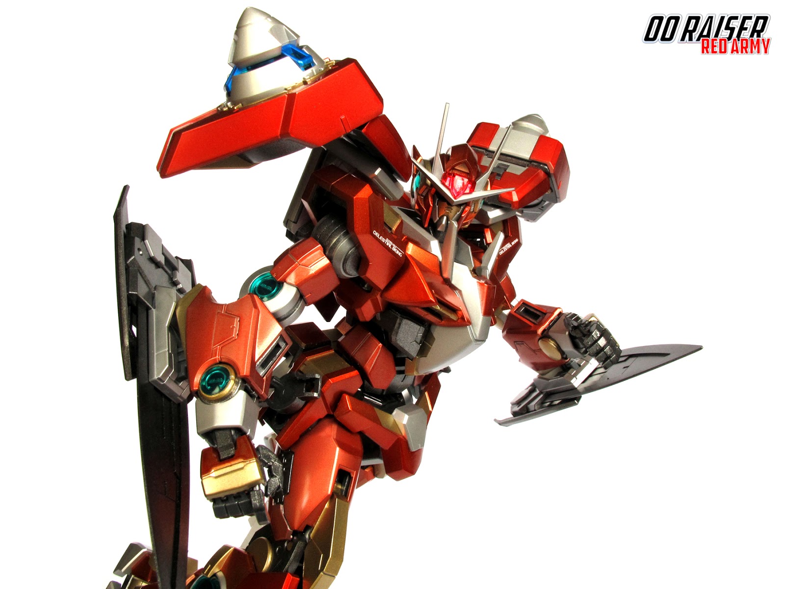 GUNDAM GUY: MG 1/100 GN-0000 + GNR-010 00 Raiser [Red Army] - Painted Build